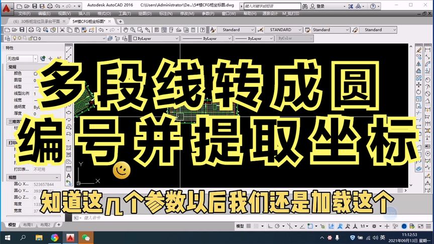 CAD如何把多段线变成圆,最后完成桩编号提取坐标。