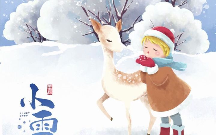 传统文化节日中国风24二十四节气小雪海报设计宣传单PSD模板素材