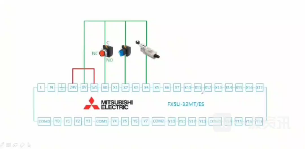 三菱PLC按钮开关的接线