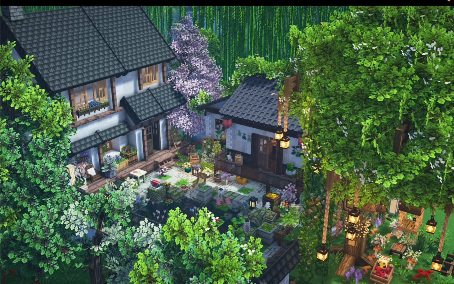 江南小庭院,围炉煮茶,闲时垂钓_哔哩哔哩bilibili_我的世界