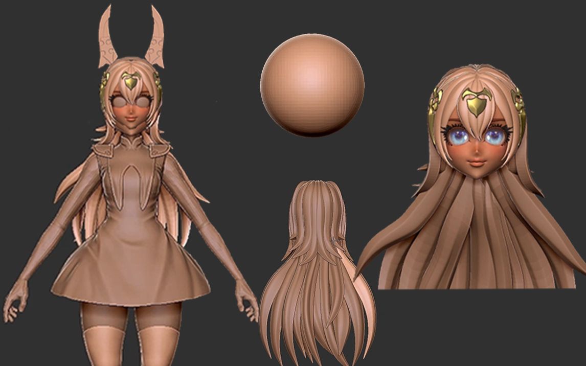 zbrush人物完整建模:拉box到头部/人体/头发角色制作全流程视频教程