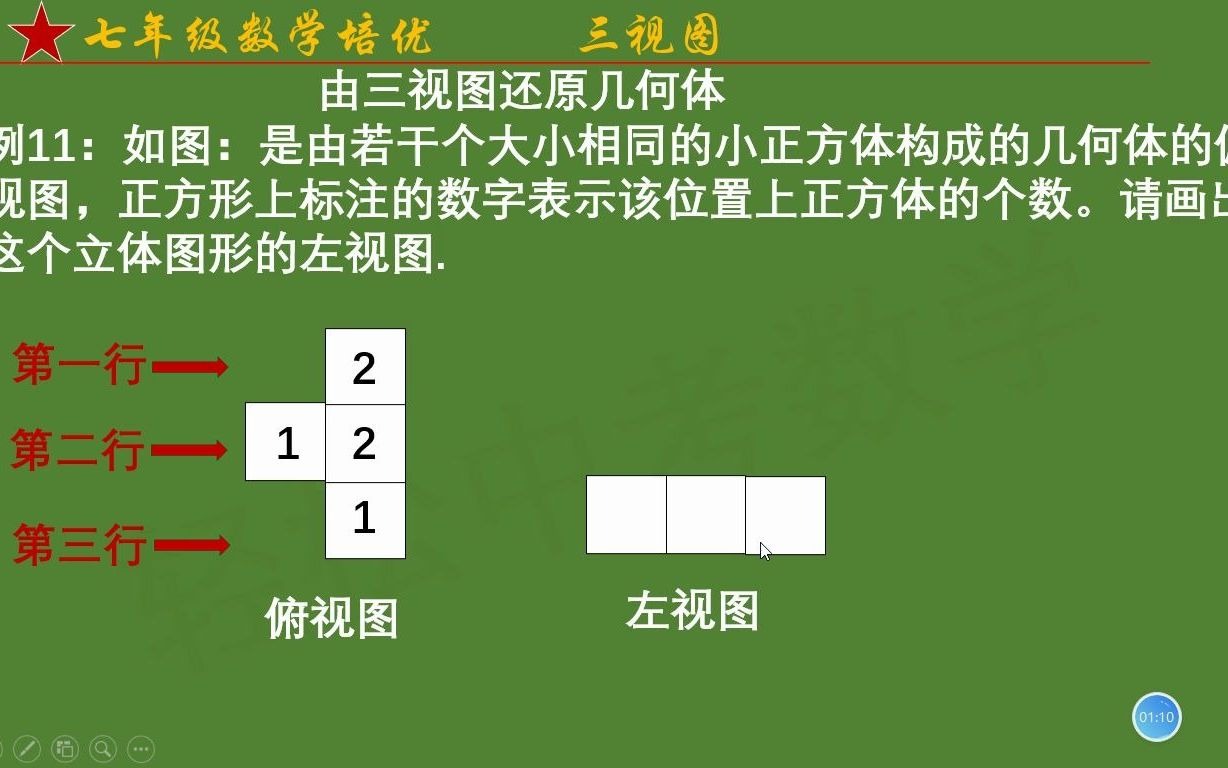 初中各年级可看:知俯视图画左视图,主视图。2招轻松搞定。