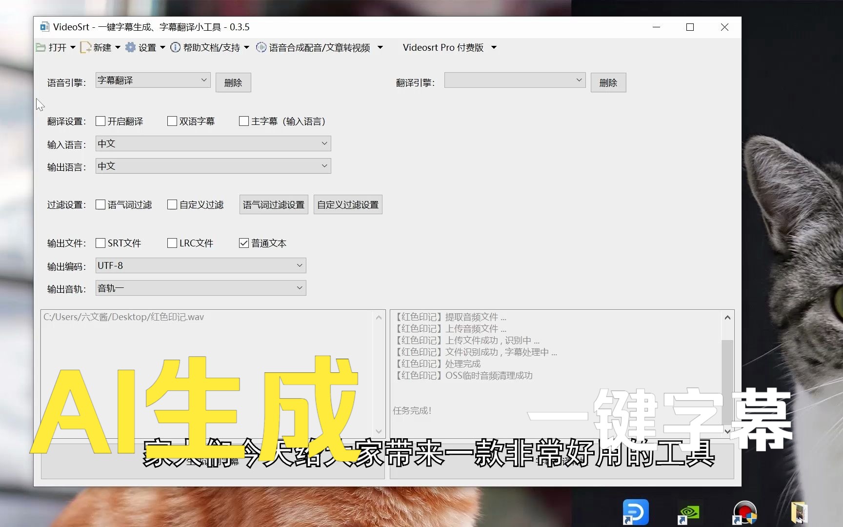 【AI识别】一键自动生成字幕文件TXT文档,视频录音快速转文字转字幕...