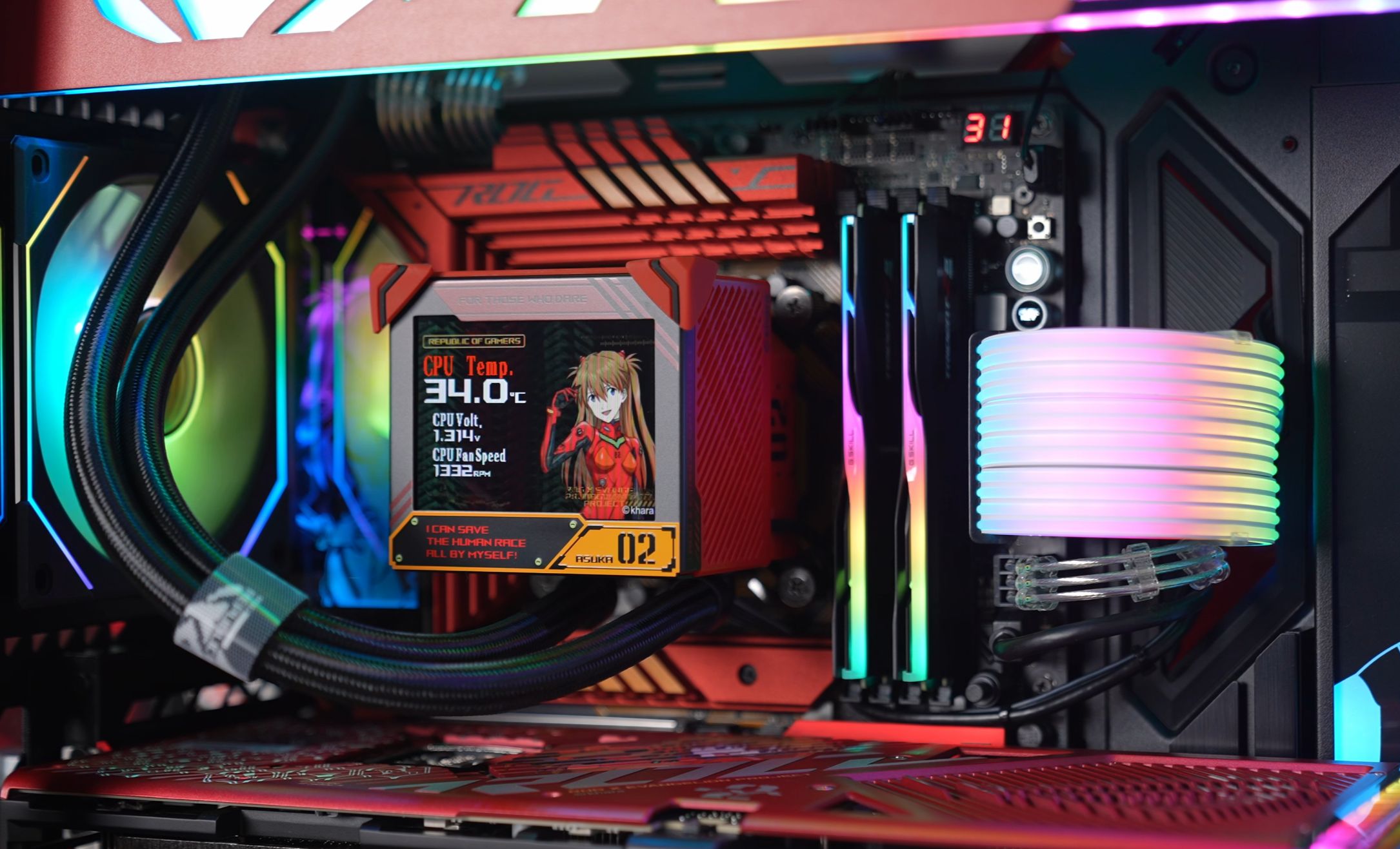 ROG x EVA明日香联名全家桶安装过程.i9+ROG4090+ROG机箱+ROG...