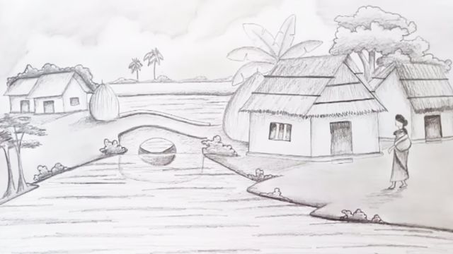 零基础美术素描绘画 教你如何用普通铅笔画出好看的风景画!
