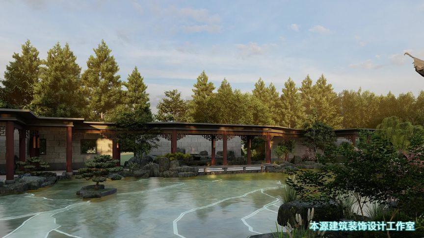 #古建园林效果图#中国古建园林设计施工 #园林风水#庭院设计施工