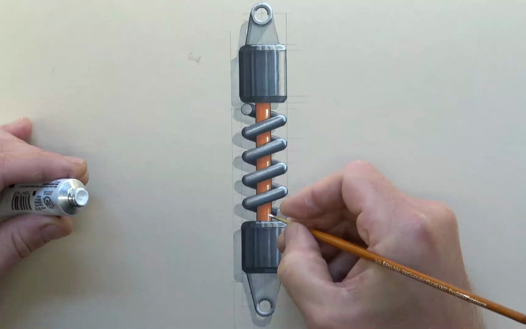 【工业产品设计手绘】马克笔上色“老派”风格演示,线稿到马克笔...