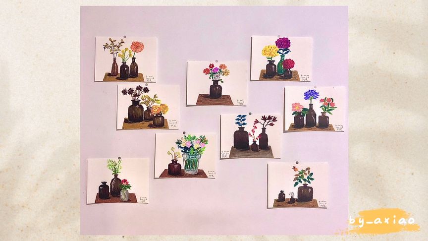 油画棒|用油画棒画一幅ins风花瓶|跟我一起学画画吖～