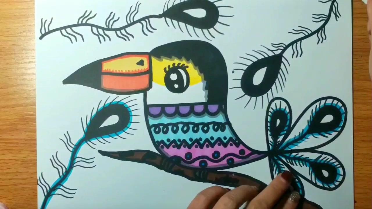 简单又好学的创意画——大嘴鸟 停课不停学 一起画起来吧 课件ppt在下...