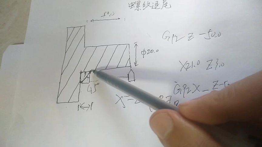 什么是螺纹退尾呢?就是车螺纹提前退刀的长度,螺纹慢慢变浅