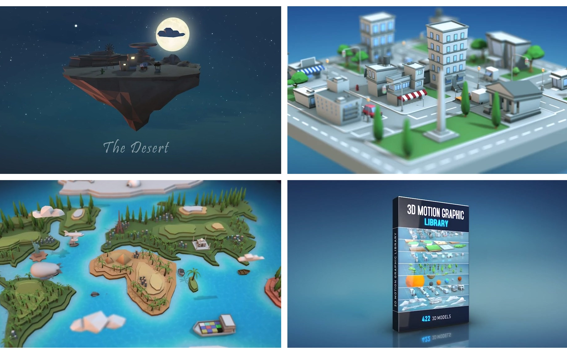 AE模板-3D素材包 .obj格式素材 .e3d格式素材 3D动态图形楼房建筑...