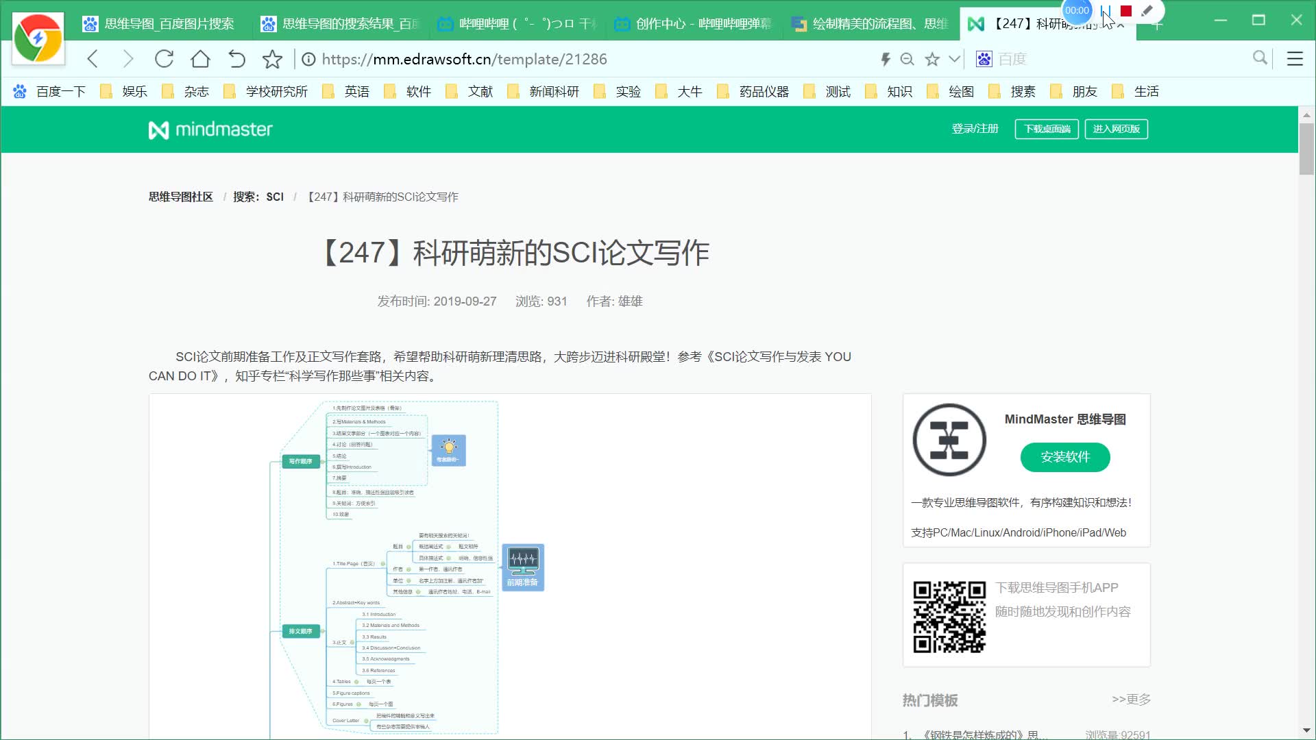 SCI写作顺序 排文顺序 各部分注意点 如何撰写 分享一个思维导图