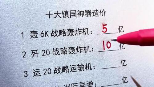 我国十大镇国神器的造价