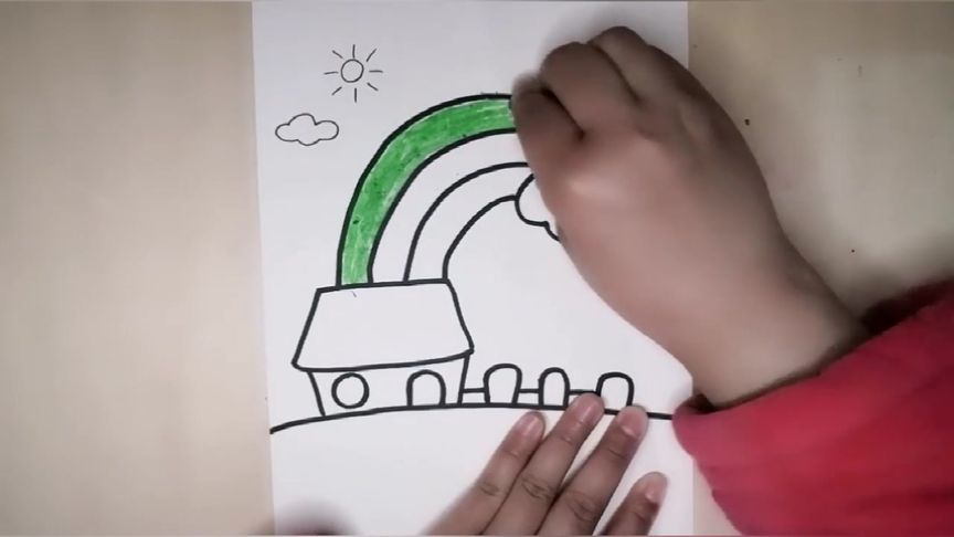 不经风雨,怎见彩虹,一看就会的彩虹风景幼儿园简笔画,值得收藏