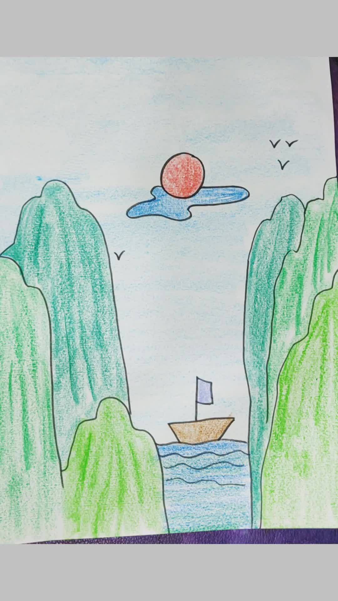 简单的古诗配画,边画边学传统文化时光瓶 儿童创意美术古诗配画 萌知.