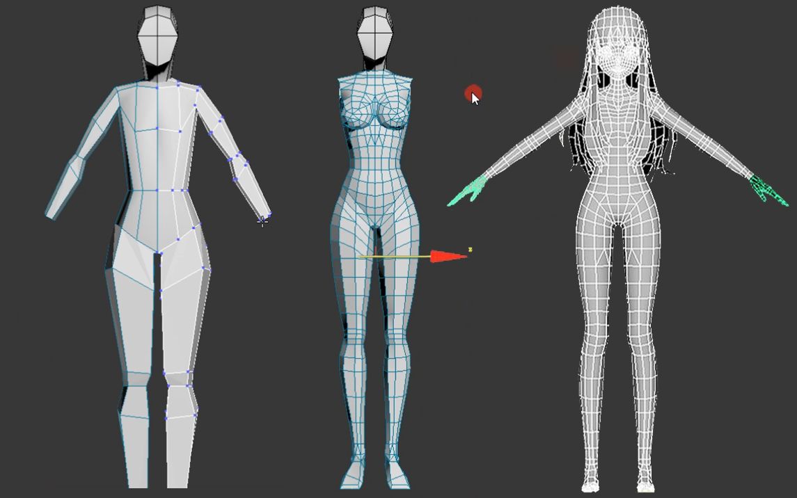 【3dmax人物建模】从拉box开始到女性人体模型制作,超详细的人物...
