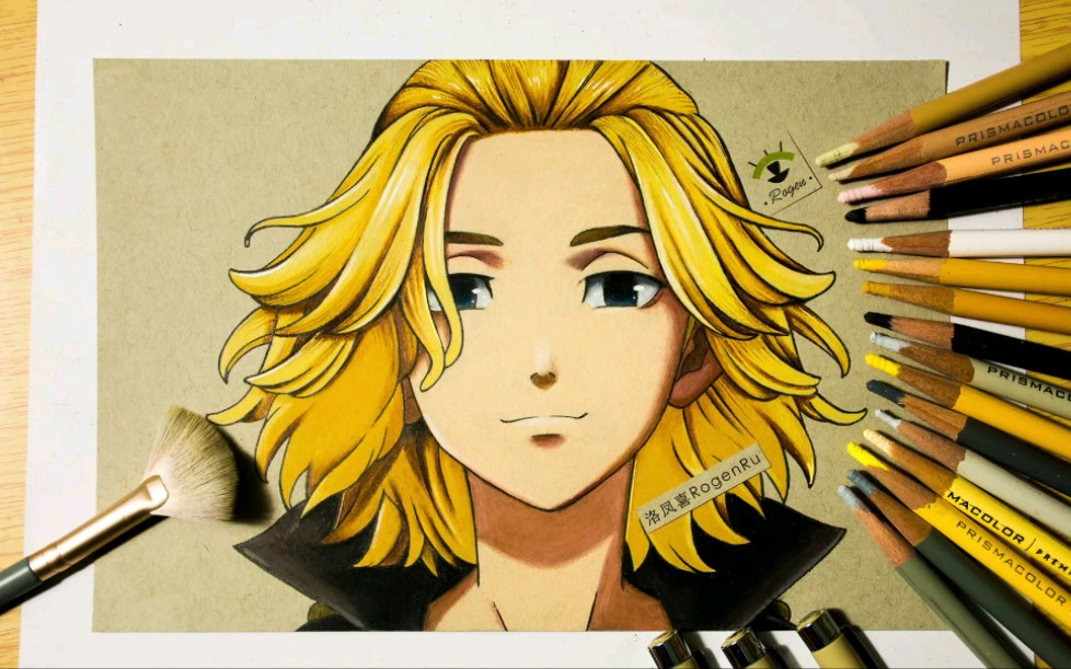 油性彩铅画二次元动漫人物:佐野万次郎·Mikey,手绘完成