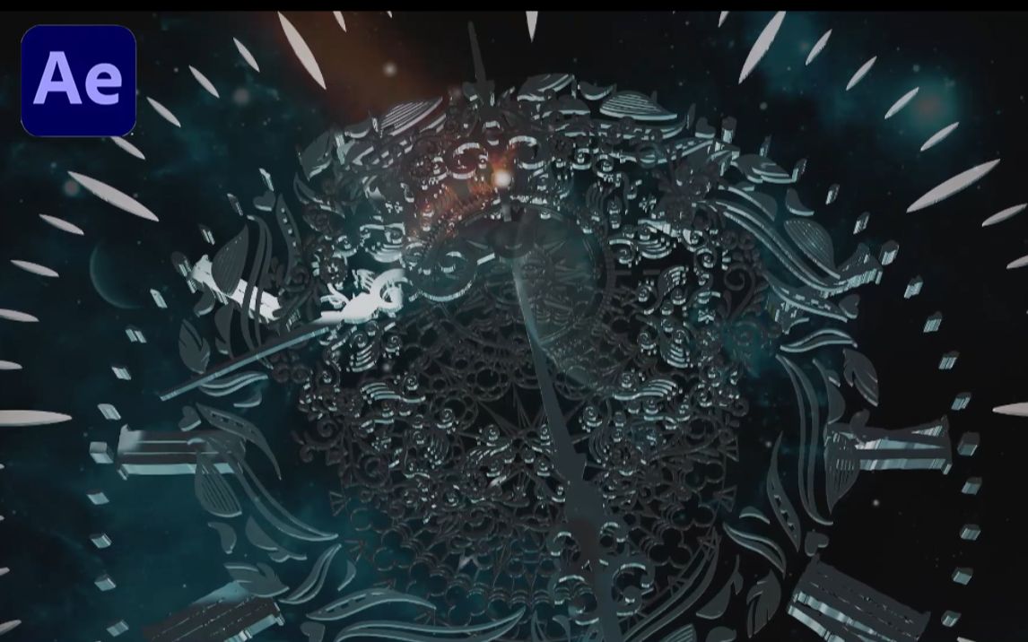 【AE教程】超酷星空时钟破碎效果教程,有点小帅!