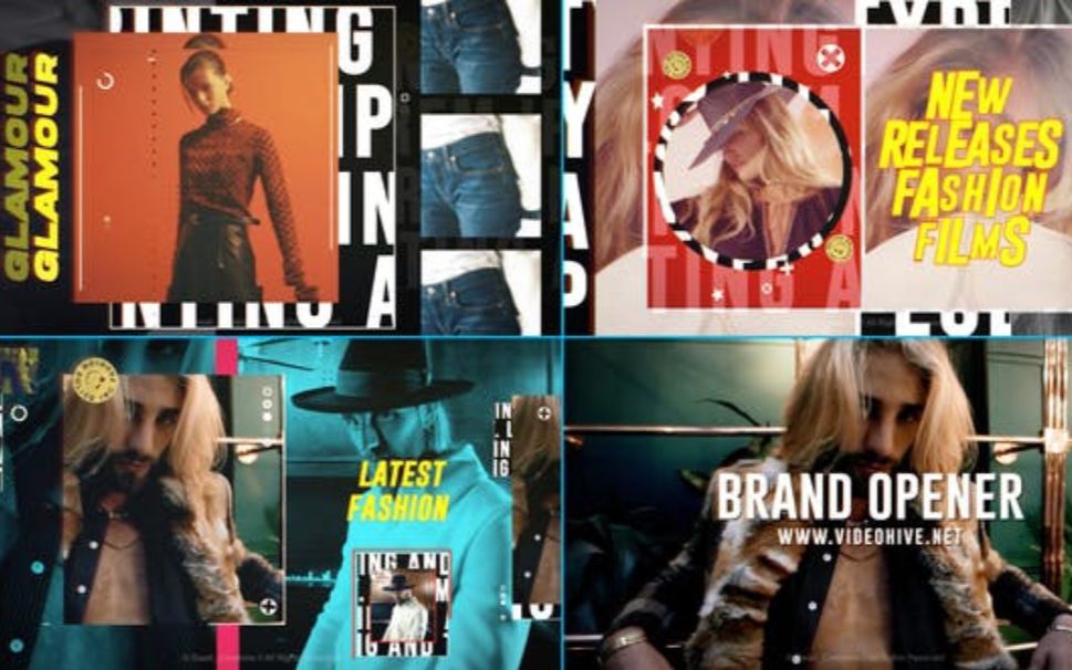 AE模板:潮流错版文字横条动态节奏开场片头(3765)