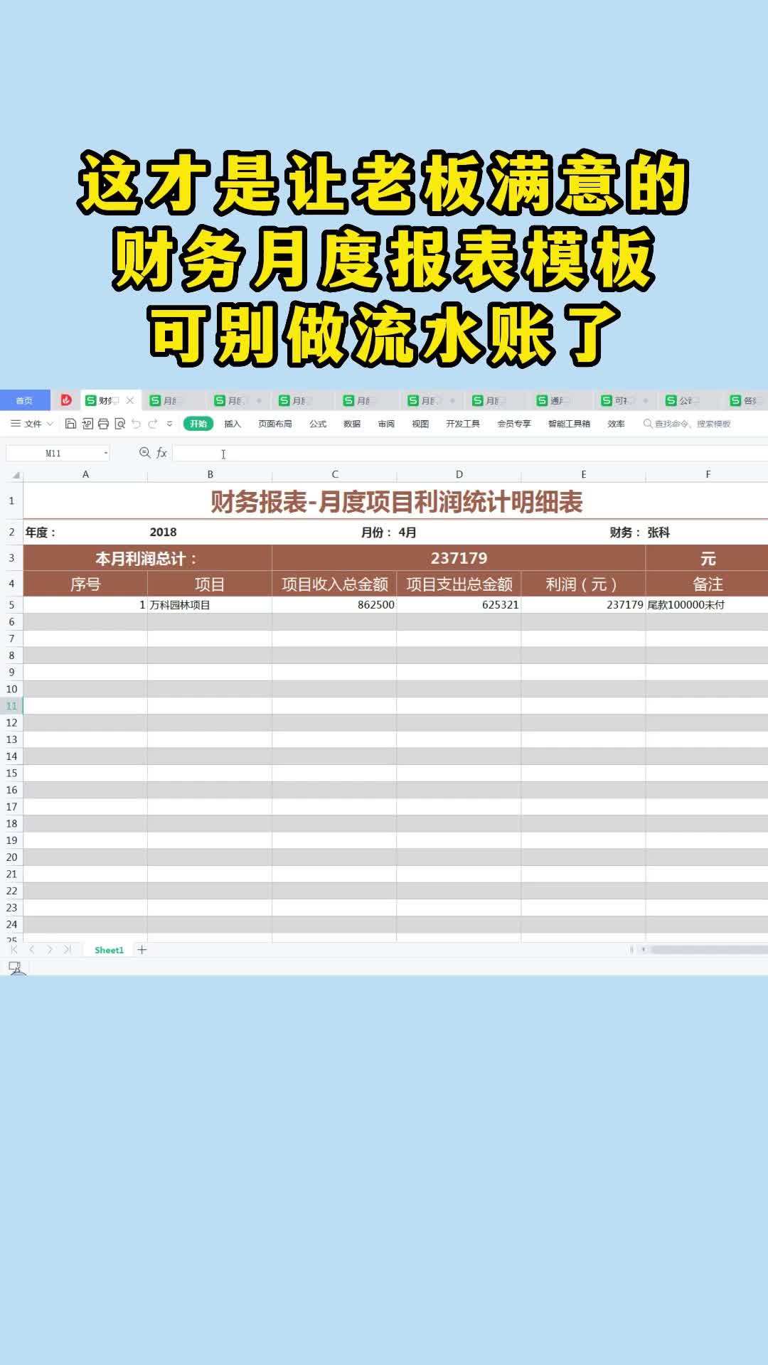 这才是让老板满意的财务月度报表模板