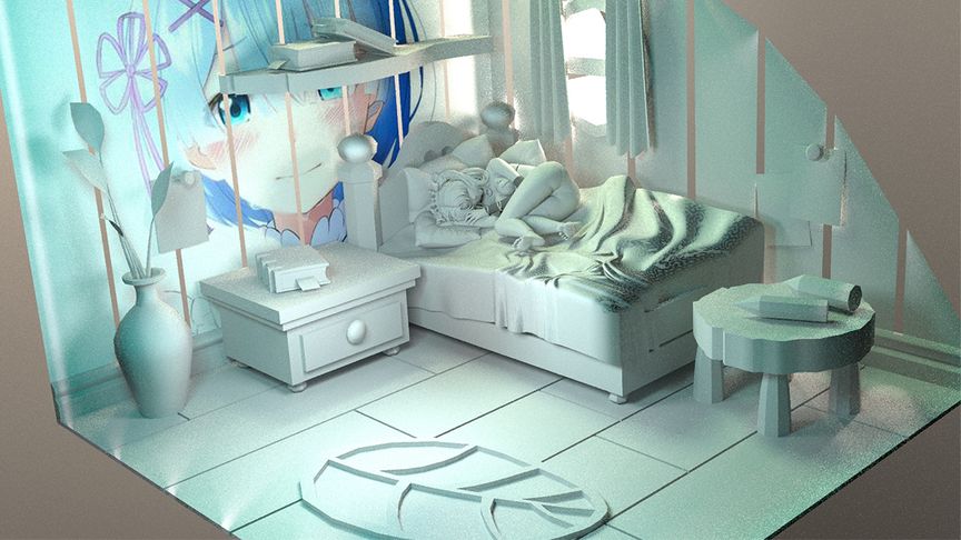 蕾姆的闺房 谁不想一探究竟?3dmax场景室内房屋建模教程