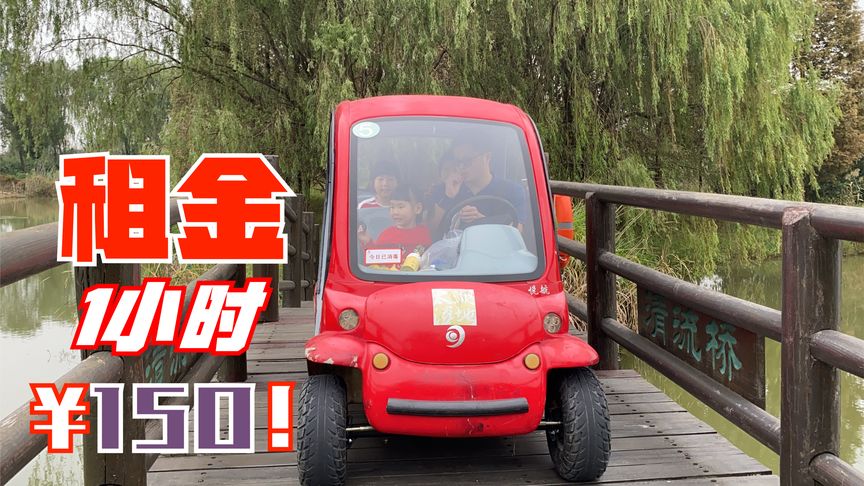 公园游玩宝爸租了个电动车,1小时租金150元,速度比乌龟还慢