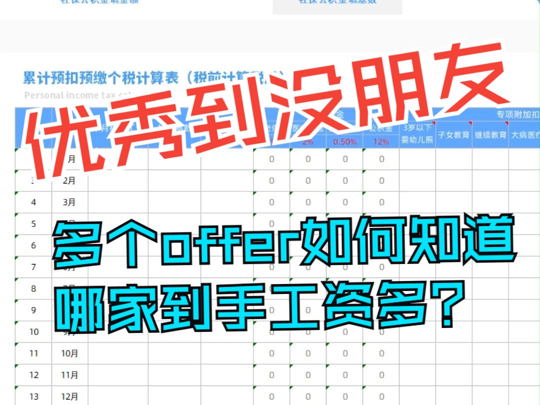 如何对比多家公司offer的到手工资