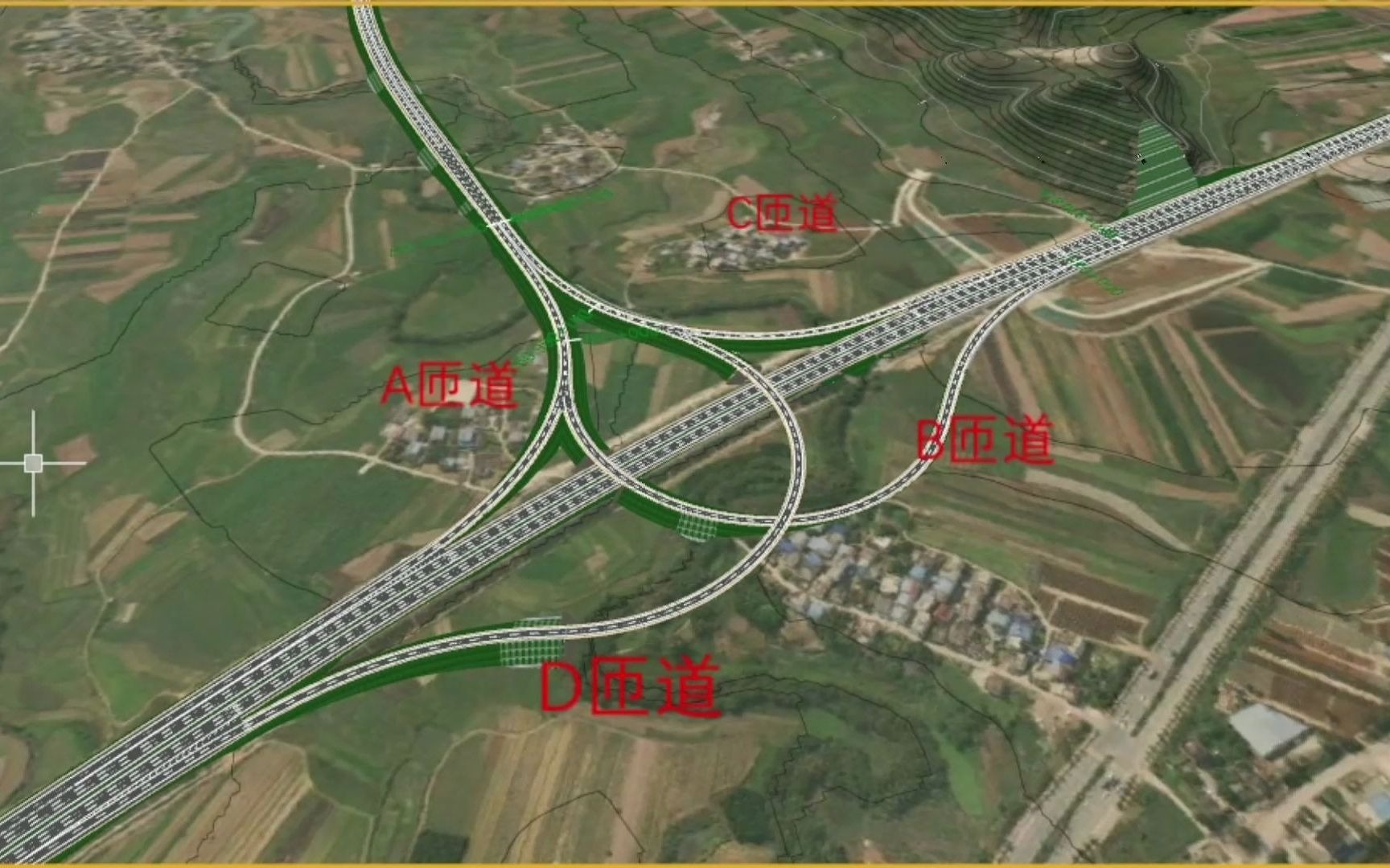 公路工程BIM系统总体设计成果预览,T型枢纽互通设计