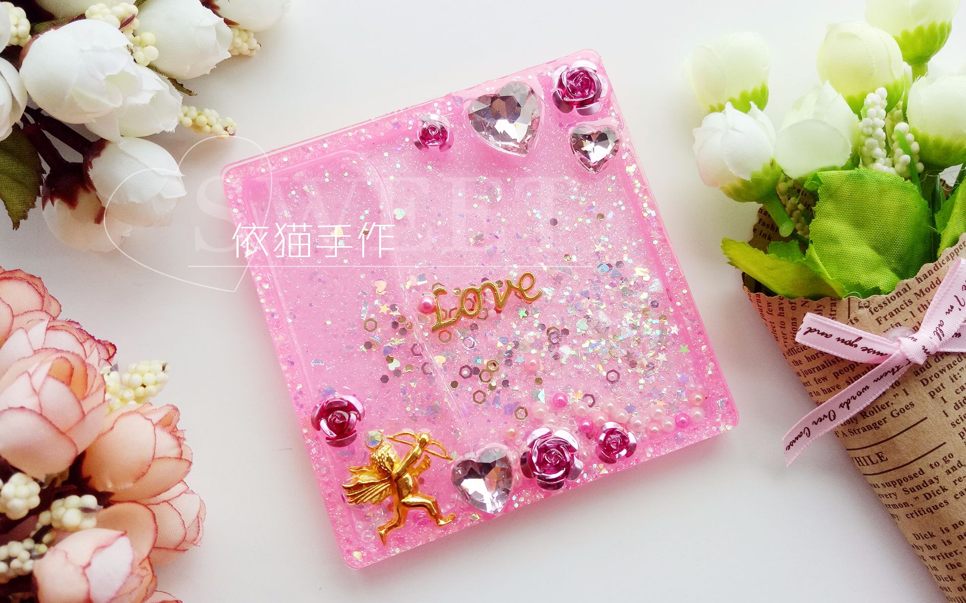 【依猫手作】水晶滴胶 爱の丘比特注水压板视频教程 BGM:In My ...