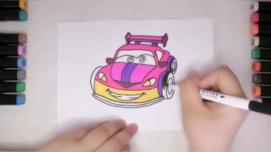 跟着我来画辆超酷的跑车吧,喜欢车的小朋友快动手画起来,很简单