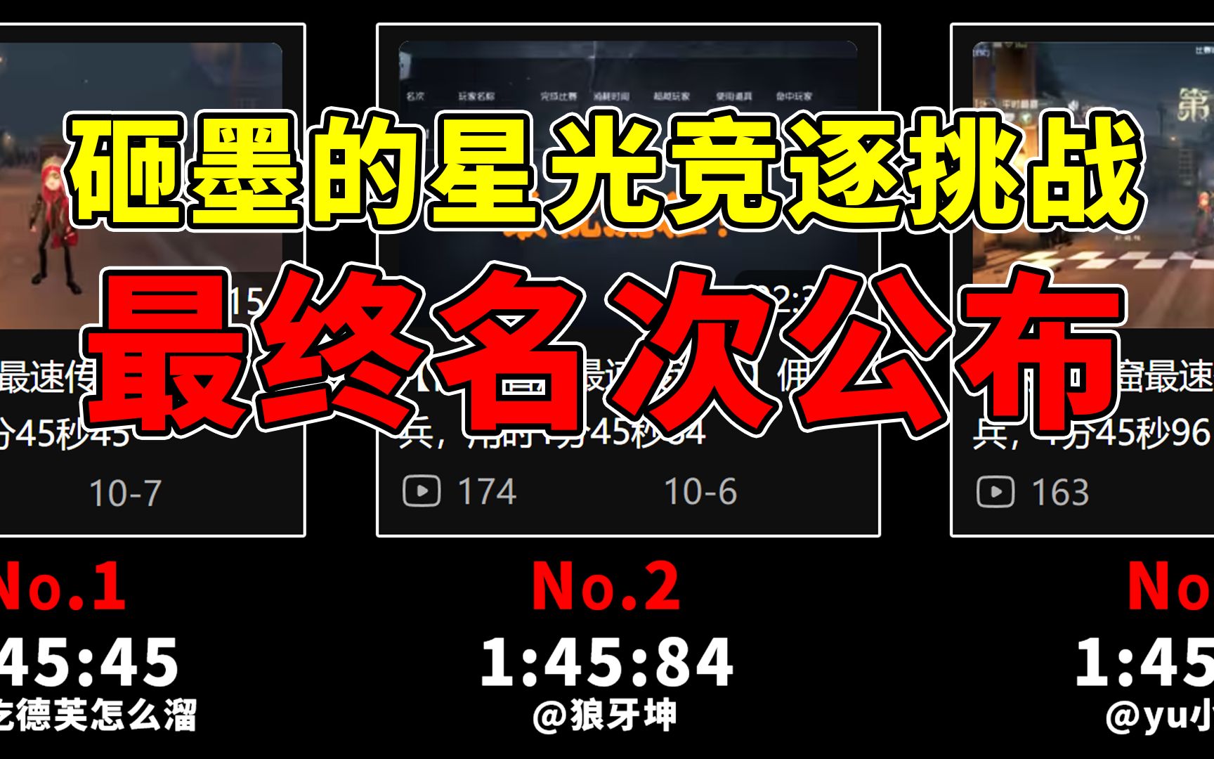 ...会跑了吧!砸墨的星光竞逐挑战最终名次公布!_哔哩哔哩bilibili_第五人格