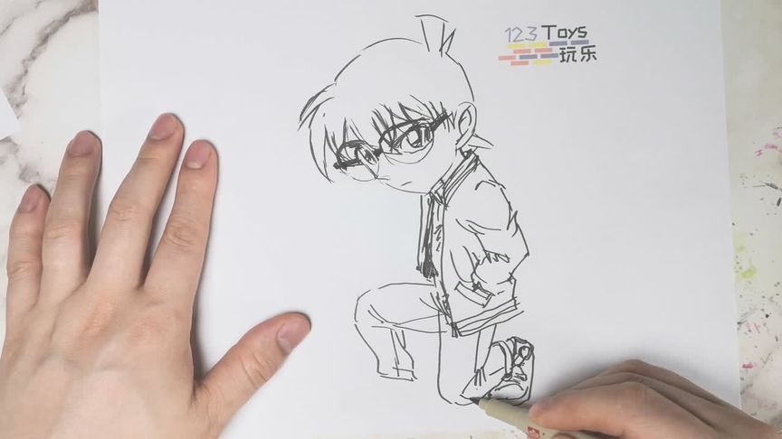 名侦探柯南简笔画:酷酷的柯南