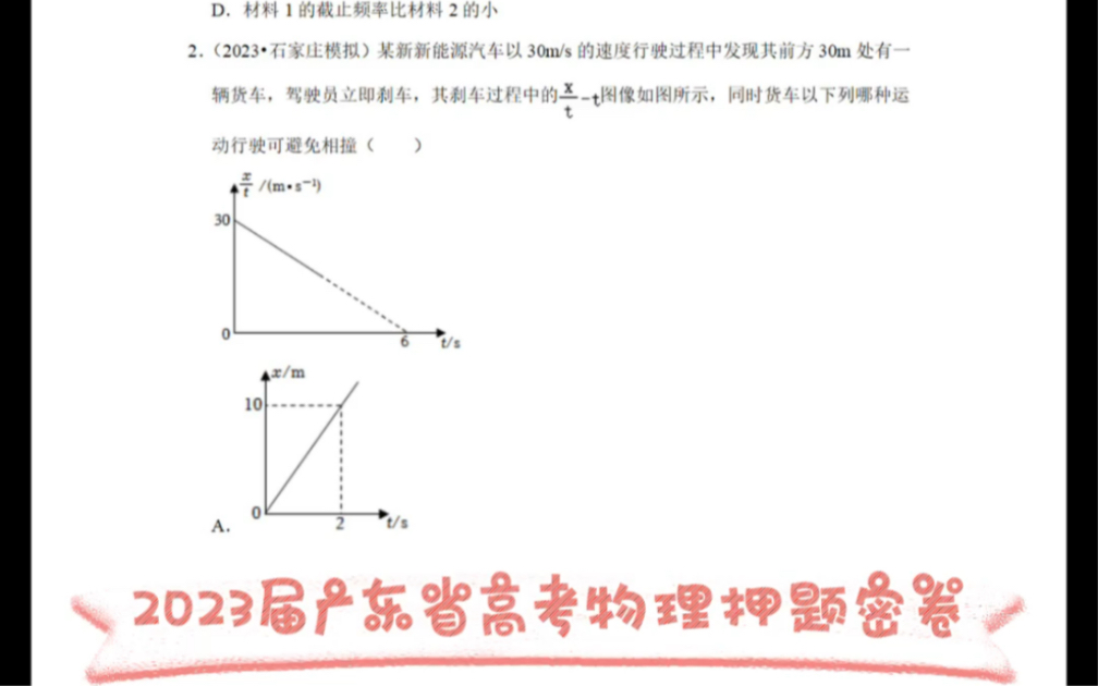 2023届广东省高考物理考前押题密卷(全网独家)
