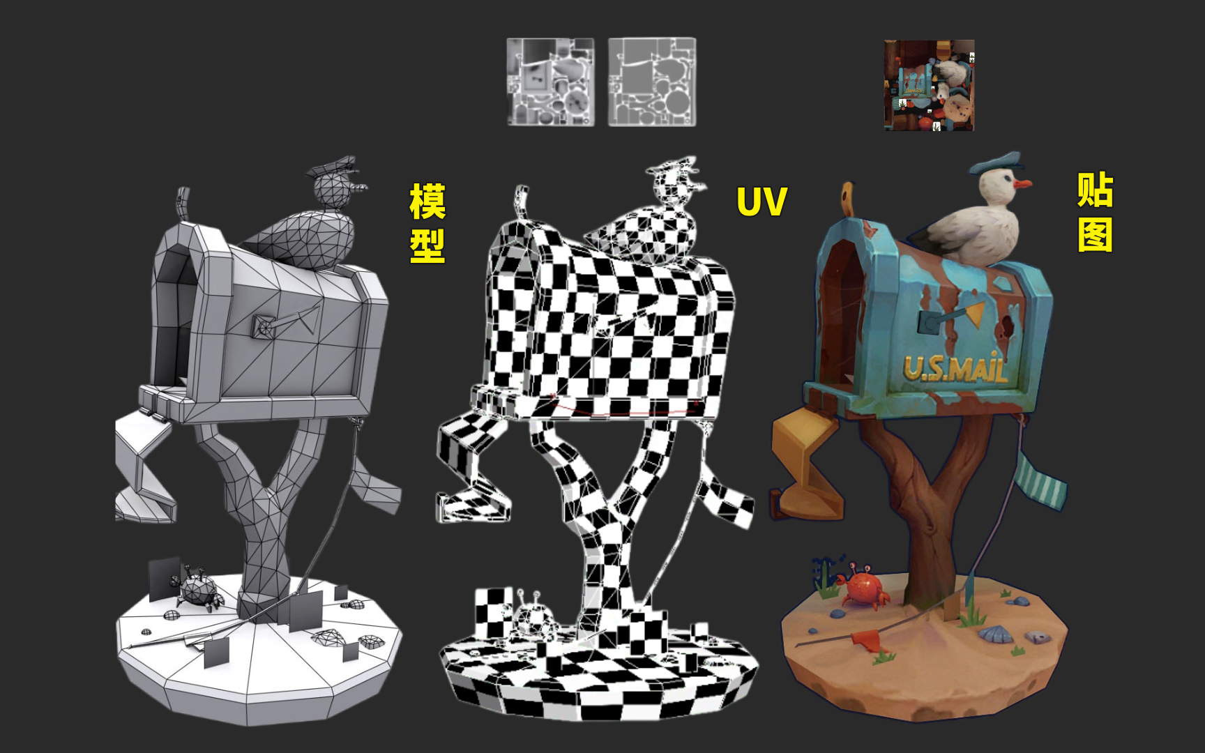 【3dmax手绘建模全流程】从简单box到贴图全流程制作,色彩明暗关系...