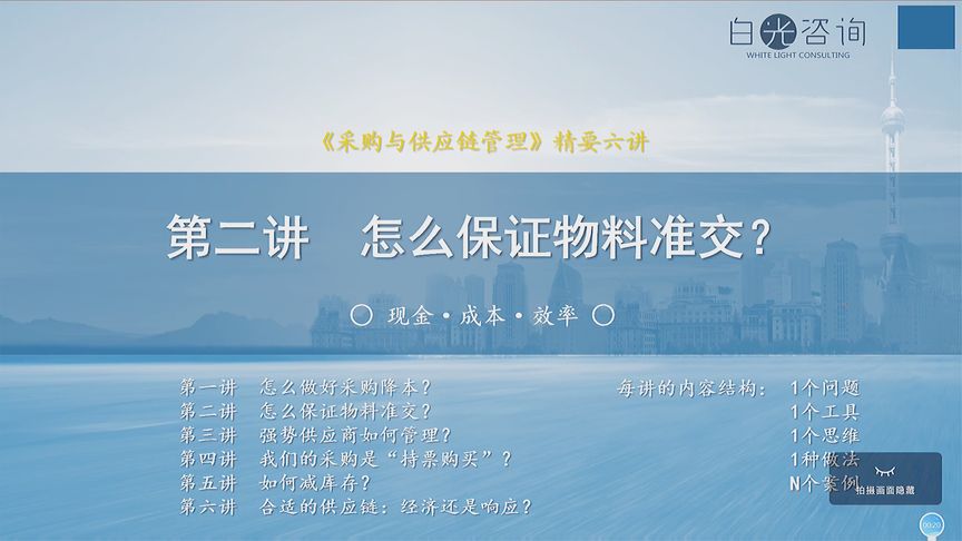 《采购与供应链管理》精要六讲之第二讲《怎么保证物料准交?》