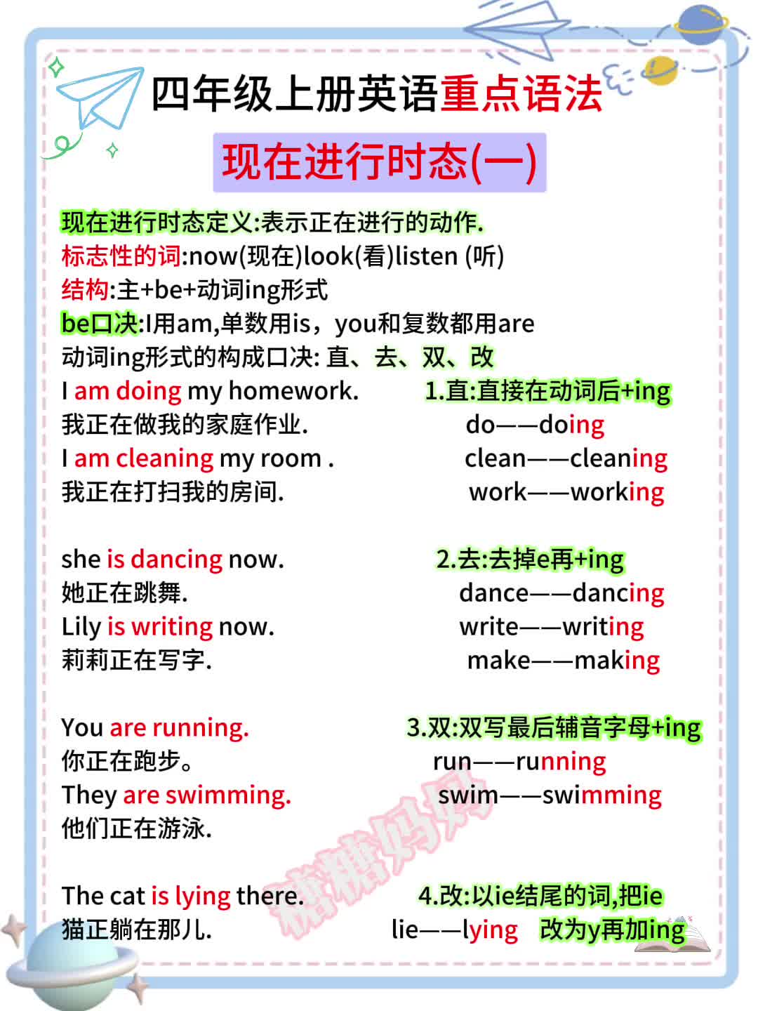 ...动词变ing的规则#每天学点知识 #每天学习一点点 #小学英语#四年级...