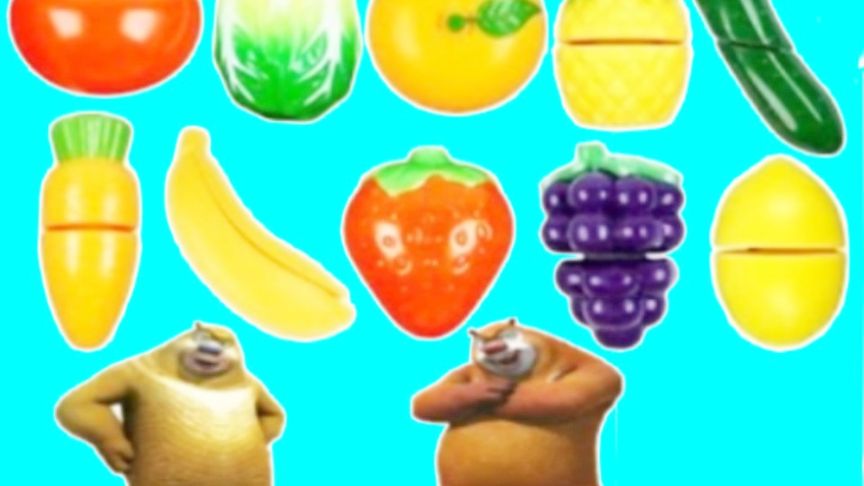 儿童简笔画填色游戏 熊大熊二喜欢梨