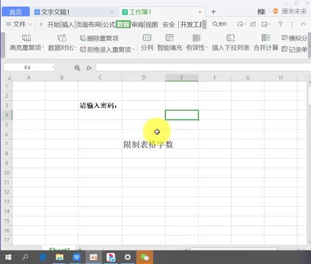 【WPS表格】设置单元格字数限制