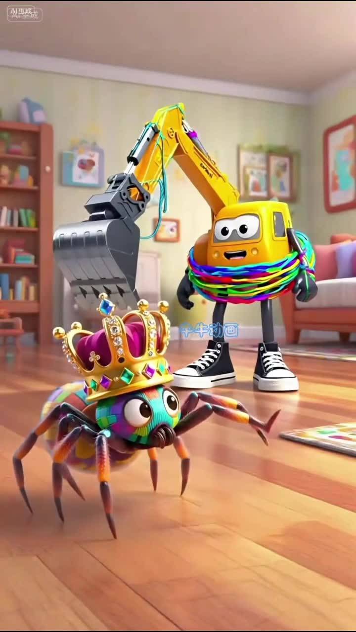 动漫:小挖掘机怎么被绑起来了,工程车动画片大全