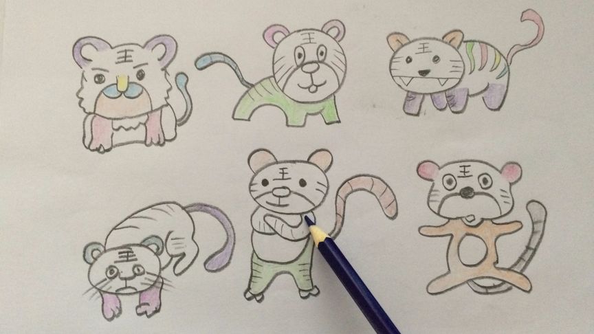 小老虎最简单画法,宝妈速收藏!