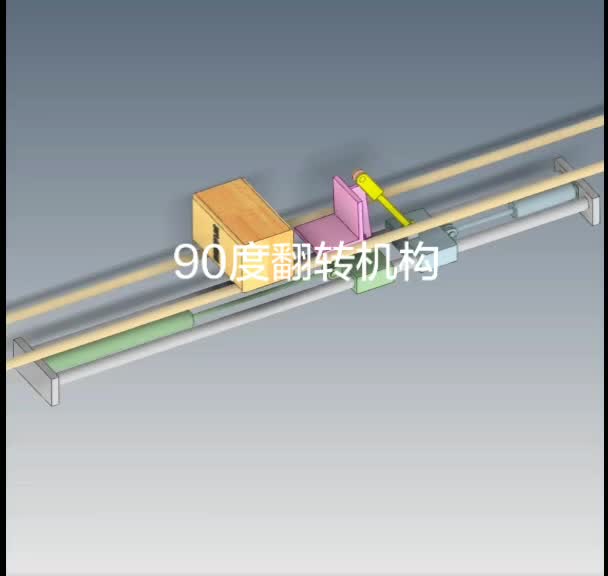 90度翻转机构,蓝色缸用于调整翻转的位置。