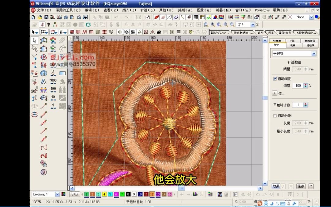 10独家wilcom威尔克姆绣花制版实例教程,绣花打带培训,绣花制卡培训