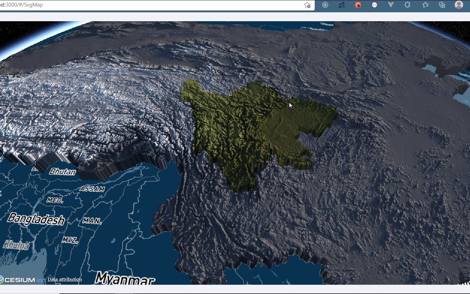 Cesium 通过贴图实现拉升地图,鼠标移动地图抬升效果