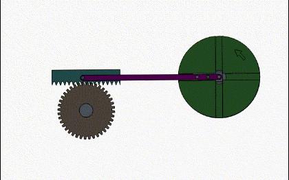 机械原理动画第64集:双转块与齿轮齿条组合机构 变更滑块安装位置