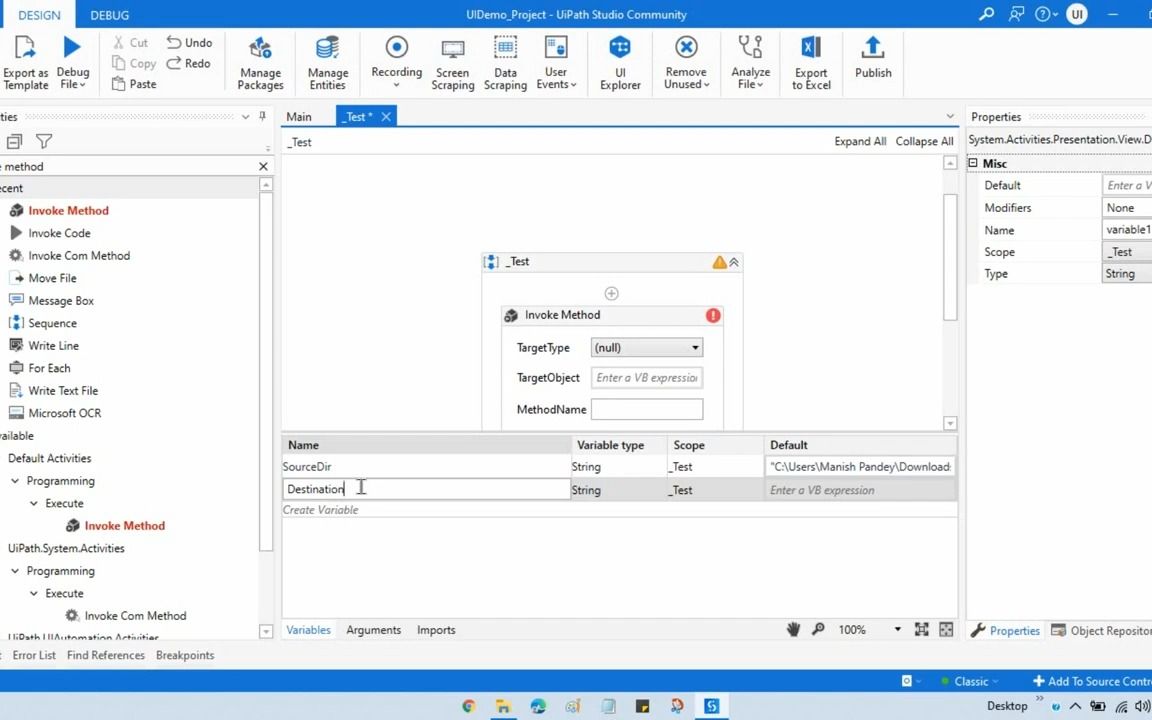Move Folders from One location to Another location UiPath _ Move ...