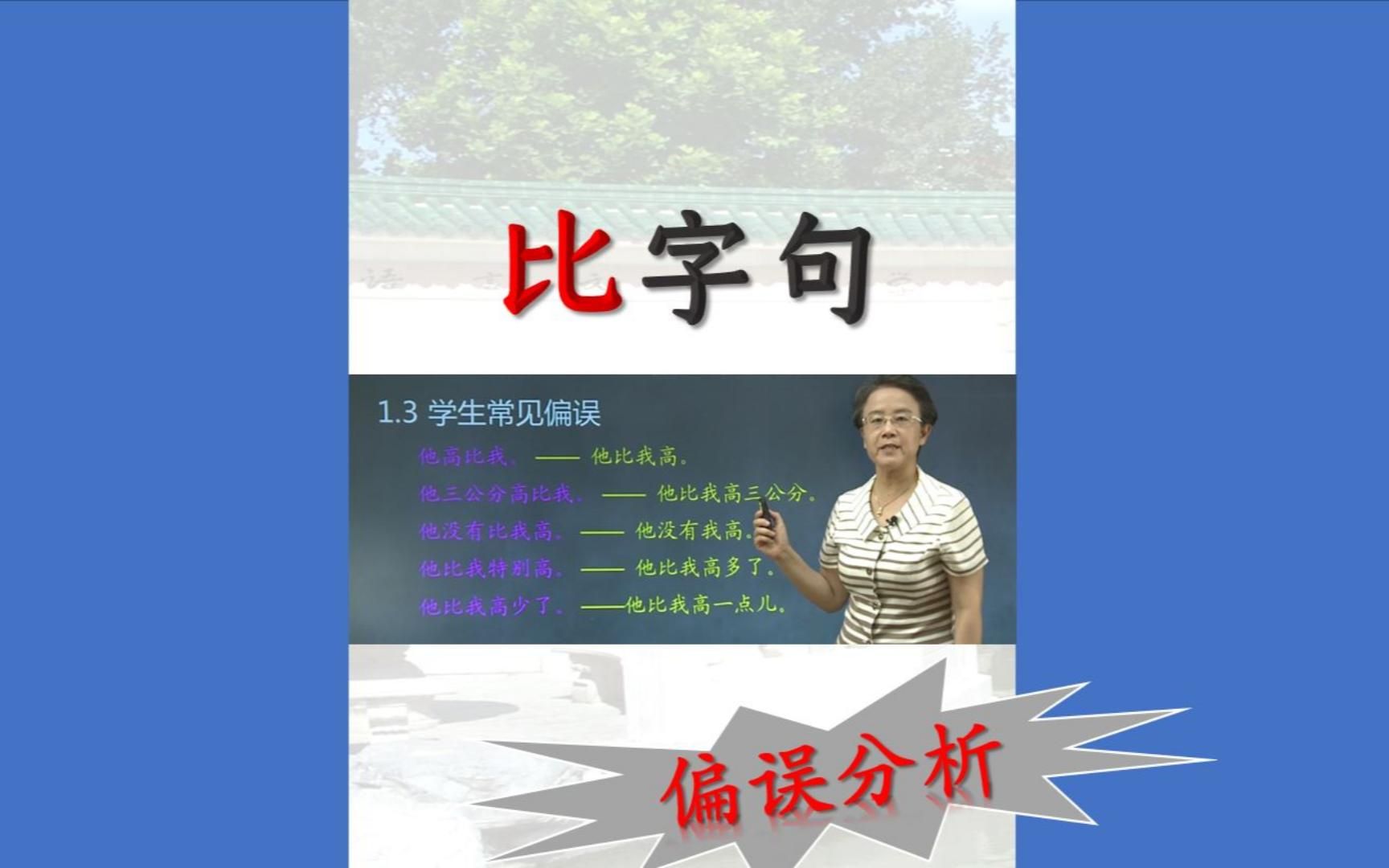 ...语言大学国际中文教师培训课程——语法与语法教学:比字句偏误分析