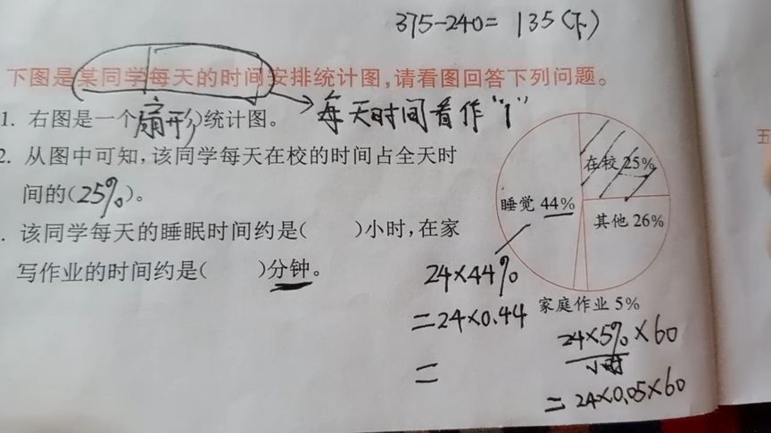六年级数学:扇形统计图的计算