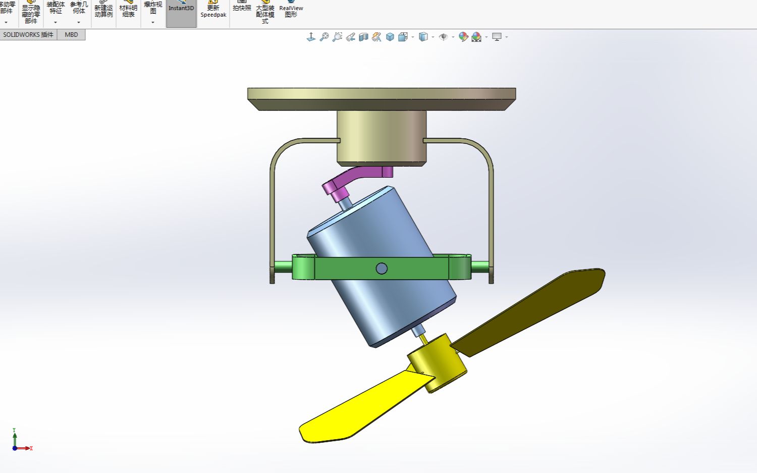 用SolidWorks装配并运动仿真的:摇头风扇