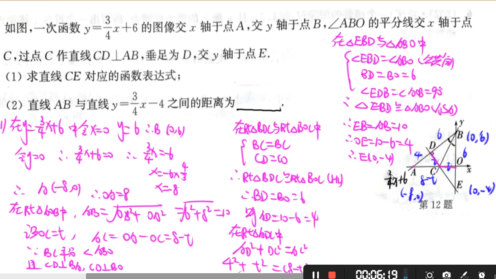 一次函数与全等的综合