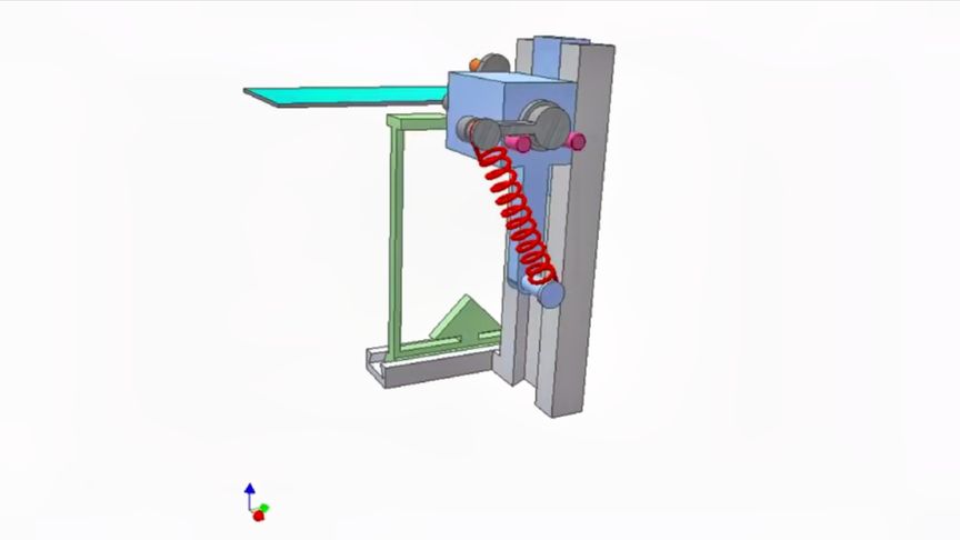[机械原理动图]直线往复运动,单向中断180度旋转机制运行原理